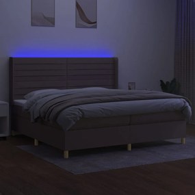 Box spring postel s matrací a LED taupe 200x200 cm textil 3138985