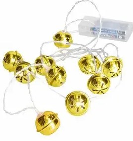 Solight 1V272 LED vánoční řetěz rolničky zlatá / 10x LED / 2x AA / 1.5