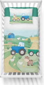 Detexpol Dětská bambusová sada ložního prádla 90x120 s modrým farmářským traktorem – 4785 B – Baby Bamboo