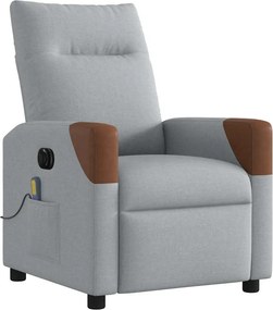Elektrické masážní polohovací křeslo světle šedé textil 3323998