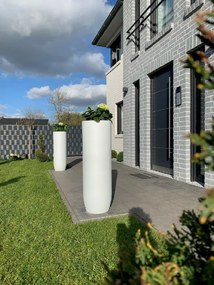 Květináč SOLERIO, sklolaminát, výška 100 cm, bílý mat