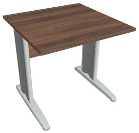Stůl pracovní rovný 80 cm - Hobis Cross CS 800 Dekor stolové desky: ořech, Dekor lamino podnože: ořech, Barva nohou: Stříbrná
