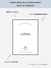 CIZRNA – bílá samolepka na dózu, základní písmo, 6 × 8 cm | DomaLEP