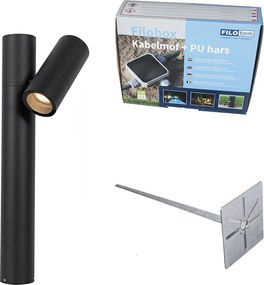 Venkovní lampa černá s hrotem do země a kabelovou průchodkou 50 cm IP44 - Solo Deluxe