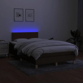 Box spring postel s matrací a LED tmavě hnědá 120x190 cm textil 3270084