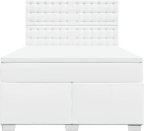 Box spring postel s matrací bílá 140 x 190 cm umělá kůže 3293021
