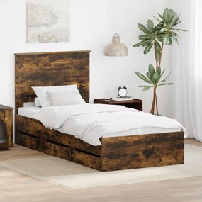Rám postele s čelo Kouřový dub 90 x 190 cm Inženýrské dřevo 3409500