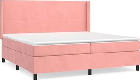 Box spring postel s matrací růžová 200x200 cm samet 3132584