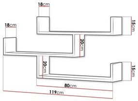Nástěnná police TRIO 55x119 cm bílá