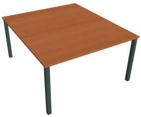Dvojstůl pracovní rovný 140×160 cm - Hobis Uni USD 1400 Dekor stolové desky: třešeň, Barva nohou: černá