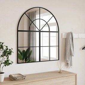 Nástěnné zrcadlo černé 80 x 40 cm oblouk železo - Default Title