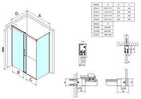 Gelco, Fondura obdélníková sprchová zástěna 1100x1000mm L/P varianta, GF5011GF5001