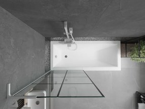 Mexen Next L, 1-křídlová vanová zástěna 80 x 150 cm, 6mm čiré sklo-černý vzor, ​​bílý profil, 895-080-000-03-77-20