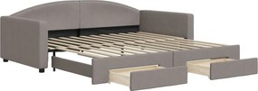 Válenda s přistýlkou a zásuvkami taupe 100 x 200 cm textil 3197232