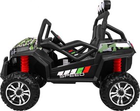 Ramiz Terénní bugina pro děti maskáčová + pohon 4x4 + dálkové ovládání + nosič zavazadel + rádio MP3 + LED