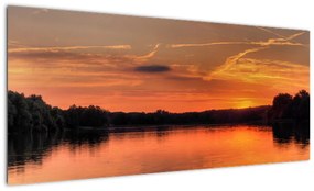 Západ slunce na jezeře, obraz (100x40cm)