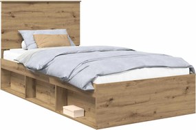 Rám postele Umělecký dub 100 x 200 cm Masivní borové dřevo 3411054