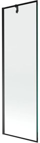 Mexen Next, vanová zástěna 1-křídlová 60 x 150 cm, fixní křídlo, 6 mm čiré sklo s černým vzorem, černý profil, 895-060-000-00-70-70