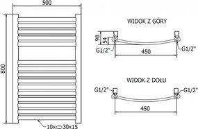 Mexen Helios, elektrické topné těleso 800 x 500 mm, 300 W, zlatá lesklá, W103-0800-500-2300-50