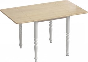 HOMCOM skládací stůl pro 4 až 6 osob 74-134 cm, kuchyňský stůl se 2 klapkami, ocelové nohy, přírodní dřevěný vzhled