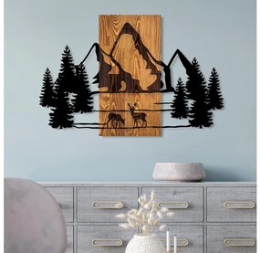 Asir | Nástěnná dekorace 88x57 cm hory dřevo/kov | AS1679