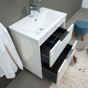 Mereo Mereo, Vigo, koupelnová skříňka s keramickým umyvadlem, 51 cm, bílá, dub, CN310