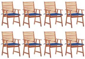 Zahradní jídelní židle 8 ks s poduškami masivní akáciové dřevo,  3078384