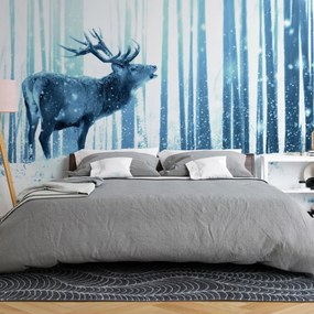 Fototapeta - Deer in the Snow (Blue)