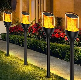 BERGE 4x Solární zahradní LED lampy Strong FLAME 65cm