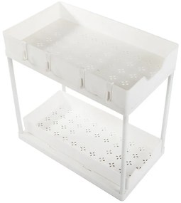 VERK GROUP Výsuvná polička se 2 šuplíky, bílý plast 36 x 40 x 22 cm SEAS