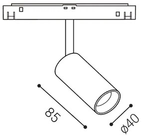 LED2 6094133D Mago II M, černý reflektor pro Mag track 48V, 10W 3000K DALI, Ø4cm