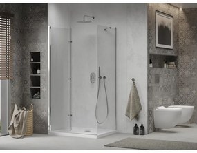 Mexen Lima sprchový kout 80x100cm, 6mm sklo, chromový profil - čiré sklo + Slim sprchová vanička - 856-080-100-00-00-4010