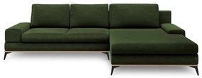 Lahvově zelená rozkládací rohová pohovka Windsor & Co Sofas Planet, pravý roh