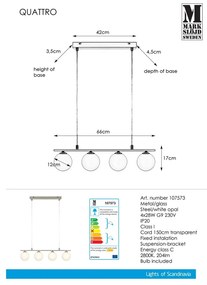 Kovové závěsné svítidlo Markslöjd Quattro