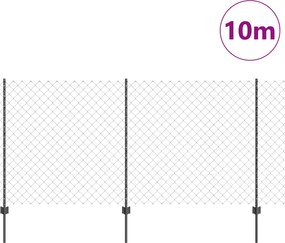 Plot s řetězovým odkazem a sloupkem 10 x 1,2 m Šedá Síťovina 3336269