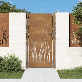 Zahradní branka 100 x 175 cm z corten oceli, design s trávou 153176