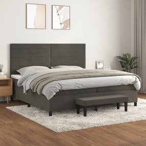 Box spring postel s matrací tmavě šedá 200x200 cm samet,  3137924