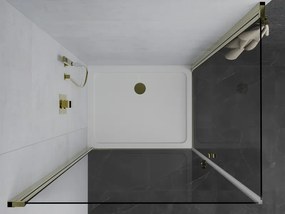 Mexen Pretoria Duo, sprchový kout se 2-křídlými dveřmi 80 (dveře) x 70 (dveře) cm, 6mm čiré sklo, zlatý profil + sprchová vanička, 852-080-070-50-02-4010G