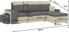 Rohová sedací souprava s funkcí spaní NEVADA Červená/černá