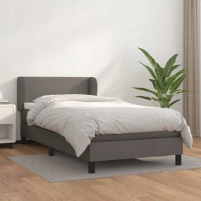 Box Spring Postel S Matrací Šedá Umělá Kůže Šedá Hladké s hřebíky 80 x 20