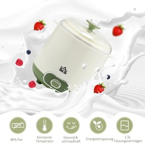 HOMCOM Přístroj na jogurt, 1,5 l jogurtovač s cedníkem, víkem, 20 W jogurtovač pro řecký jogurt, pro 3–5 osob, 19,5x17,5x21,4 cm, bílá