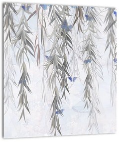 Obraz - Vrbové větvičky s motýly (30x30 cm)