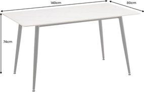 Keramický jídelní stůl Garold 140 cm bílý