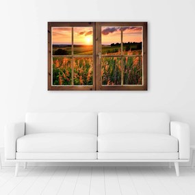 Gario Obraz na plátně Okno - pohled na louku Rozměry: 60 x 40 cm