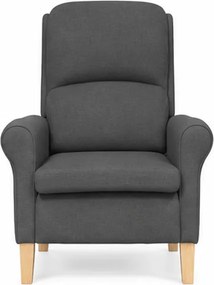 křeslo relaxační, odpočinkové, ušák, dřevo/textil, 101x95x75 cm, přírodní/tmavě šedá, Dekorino KR20260035