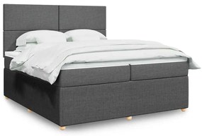 Box spring postel s matrací tmavě šedá 200x200 cm textil 3292157