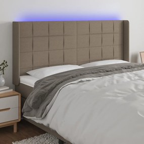 Čelo postele s LED taupe 203 x 16 x 118/128 cm textil