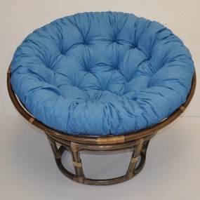 Ratanový papasan tmavý, průměr 115 cm - polstr tyrkysový melír