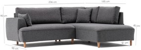 Hanah Home rohová pohovka FELIX tmavě šedá pravá 825BLC1374