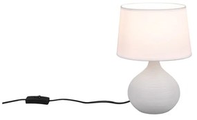 Bílo-hnědá stolní lampa z keramiky a tkaniny Trio Martin, výška 29 cm